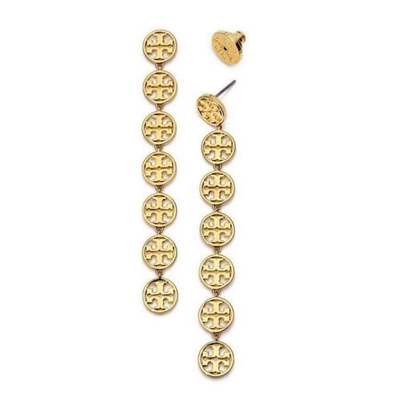 Tory Burch | Jewelry | Tory Burch Drop Earrings Gold Logo New | Poshmark